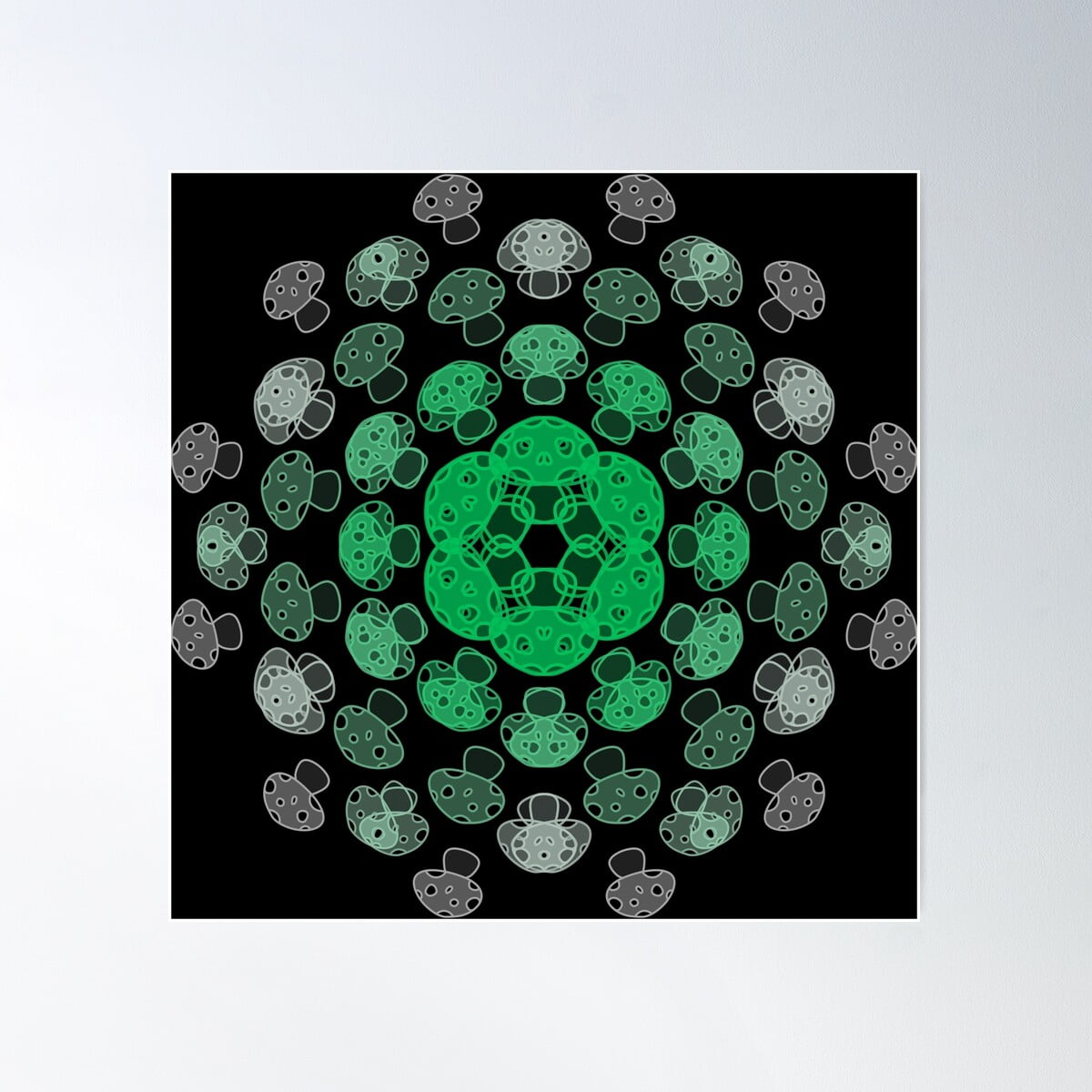 Cursed Kaleidoscope - Green Mushrooms Poster Wall Art, Modern Wall ...