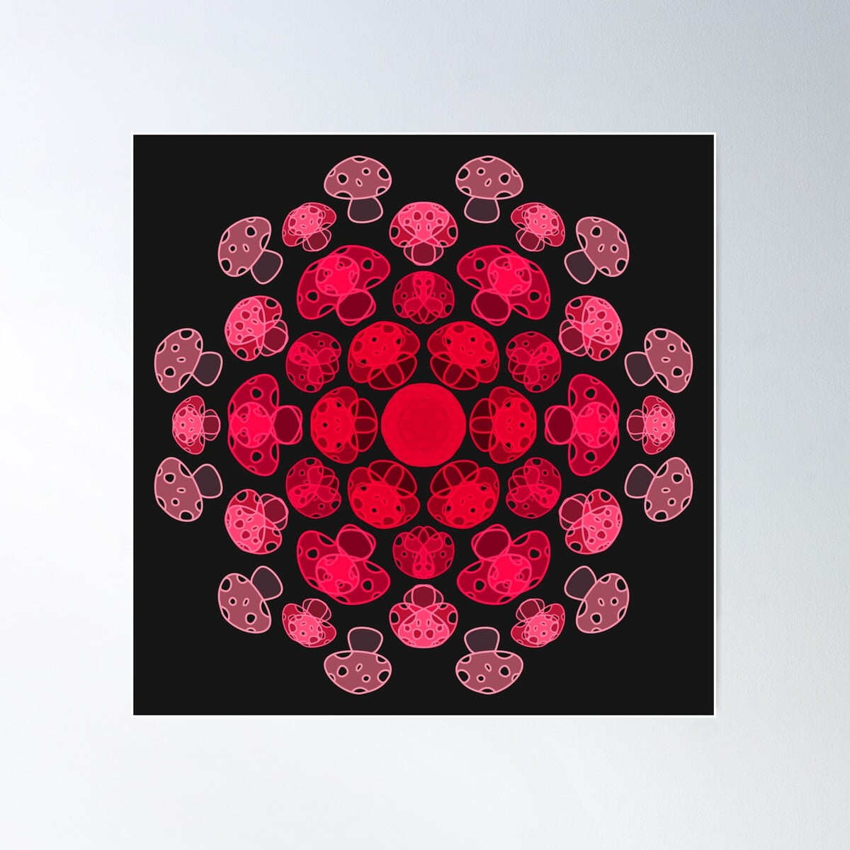 Cursed Kaleidoscope - Vibrant Red Mushrooms Poster Wall Art, Modern ...
