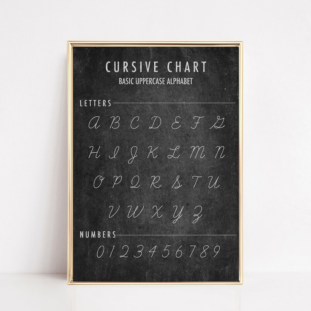 Cursive Chart Print, Cursive Alphabet Poster, Alphabet Print ...
