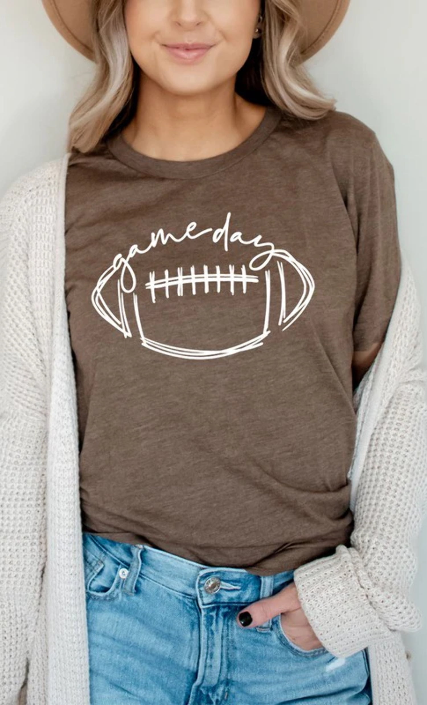 Cursive Football Game Day Graphic Tee T-Shirt PLUS - Walmart.com