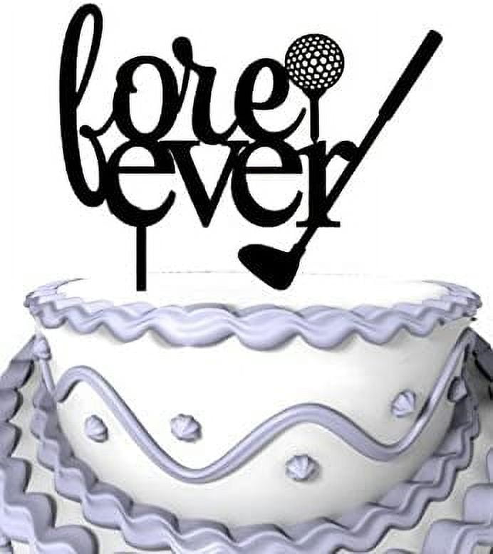 Cursive 'Forever' Golf Silhouette Wedding Anniversary Cake Topper ...