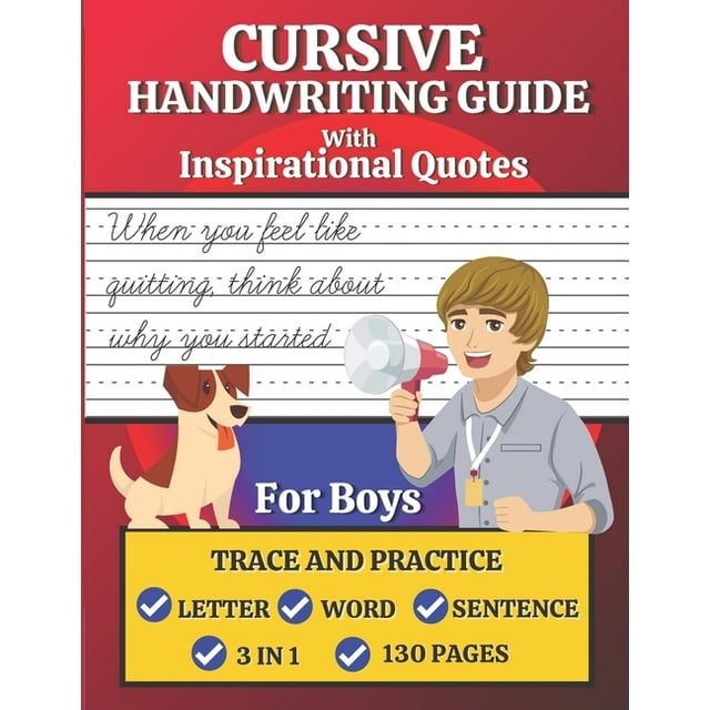 Cursive Handwriting Guide For Boys: Cursive Letters, Words, and ...