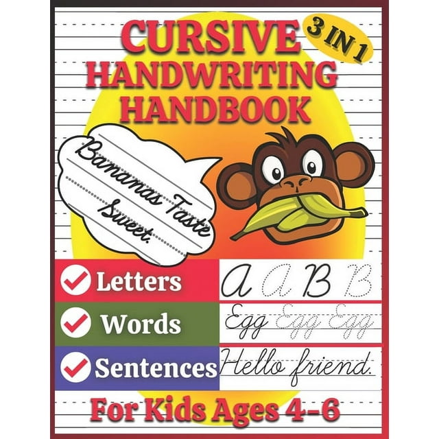 Cursive Handwriting Handbook for Kids Ages 4-6: 130 Pages of Cursive ...