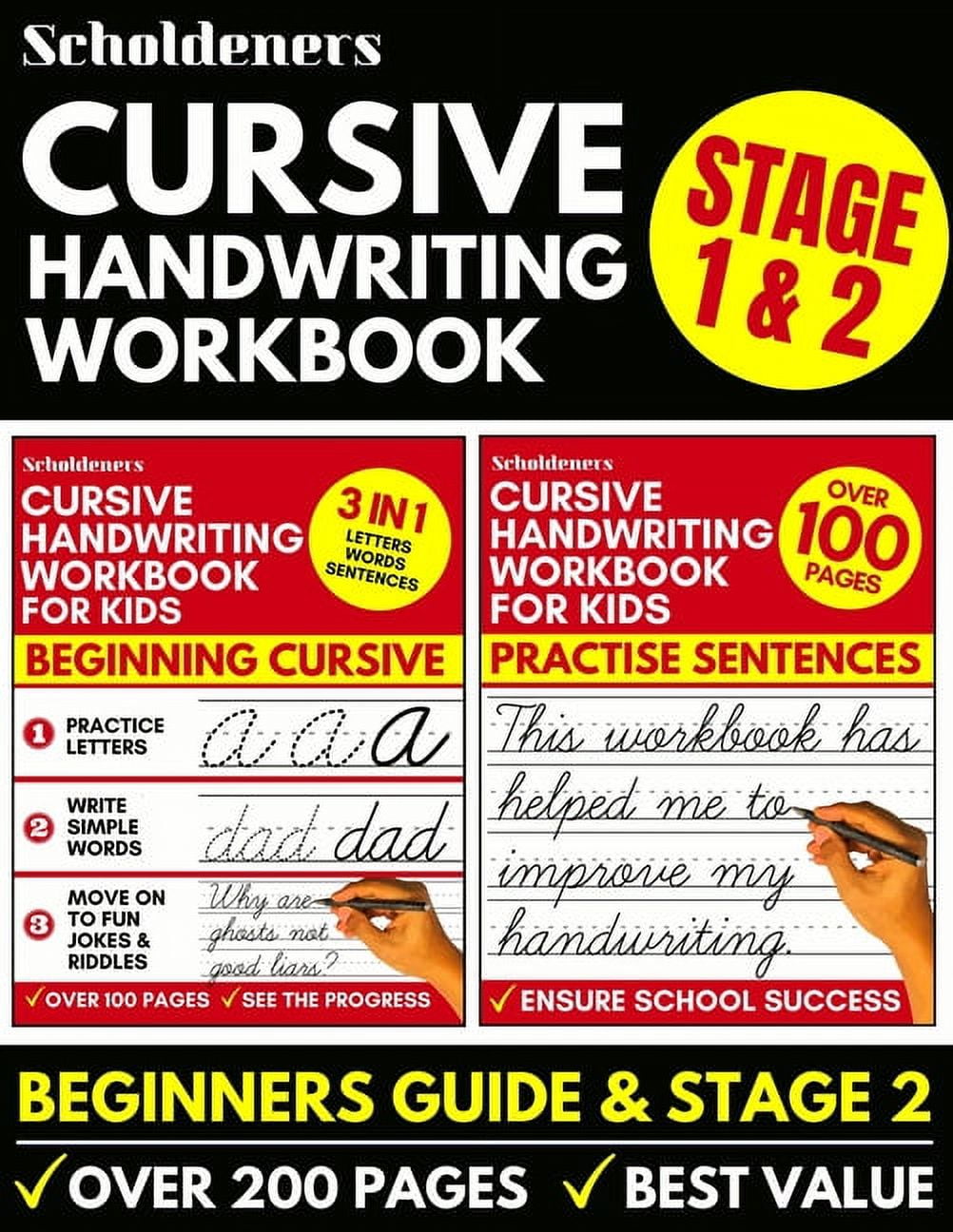 Cursive Handwriting Workbook: 2-in-1 Book Set For Kids (Cursive for ...