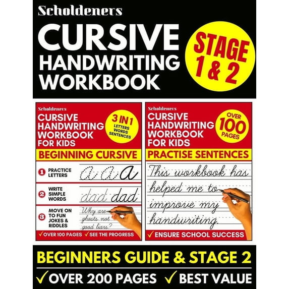 Cursive Handwriting Workbook: 2-in-1 Book Set For Kids (Cursive for ...