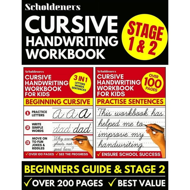 Cursive Handwriting Workbook: 2-in-1 Book Set For Kids (Cursive for ...