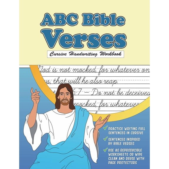 Cursive Handwriting Workbook: ABC Bible Verses: Christian Cursive ...