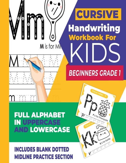 Cursive Handwriting Workbook For Kids Beginners Grade 1: Cursive Letter ...