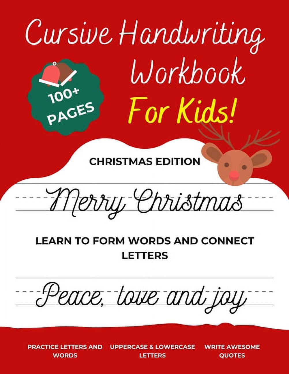 Cursive Handwriting Workbook For Kids Christmas Edition: A beginning ...