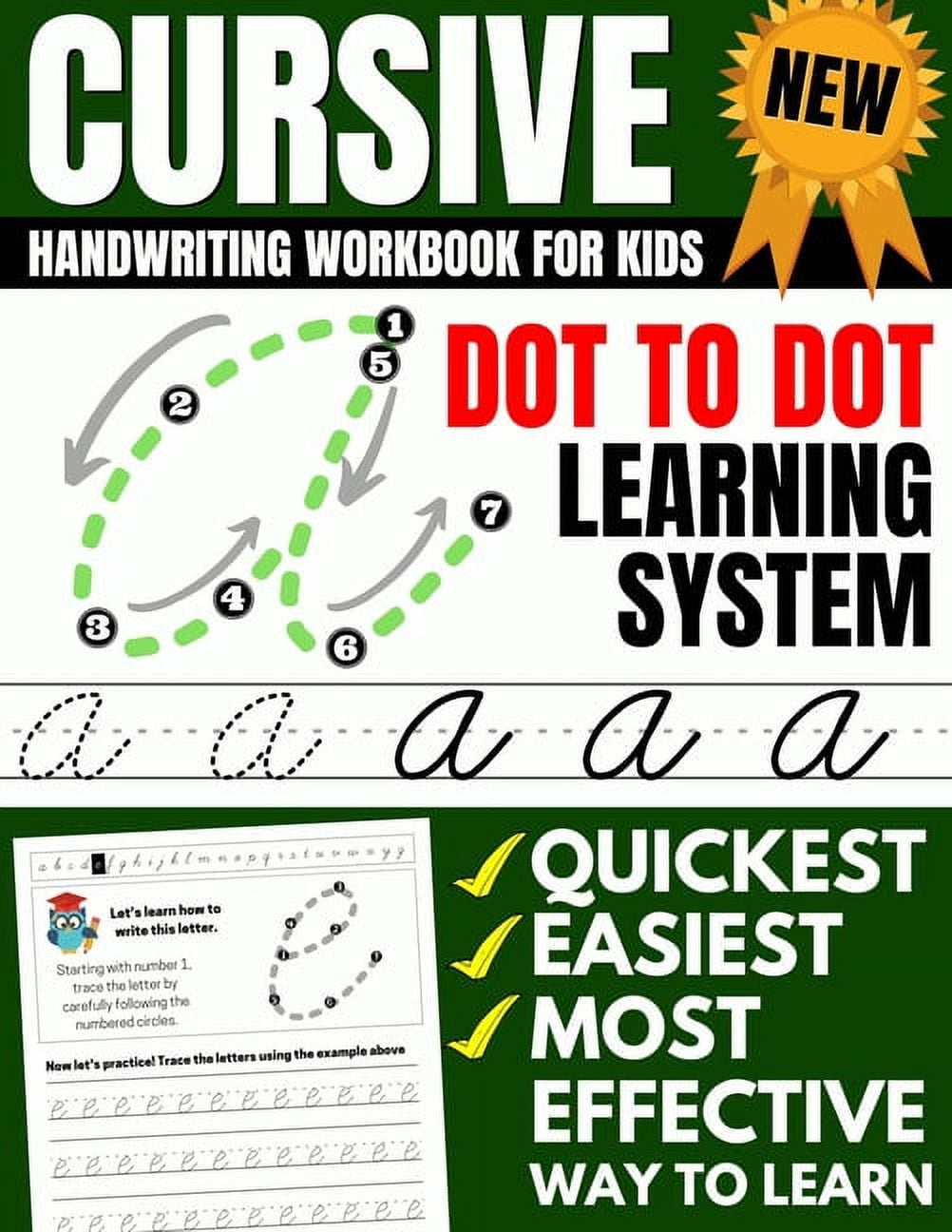 Cursive Handwriting Workbook For Kids: Dot To Dot Cursive Practice Book ...