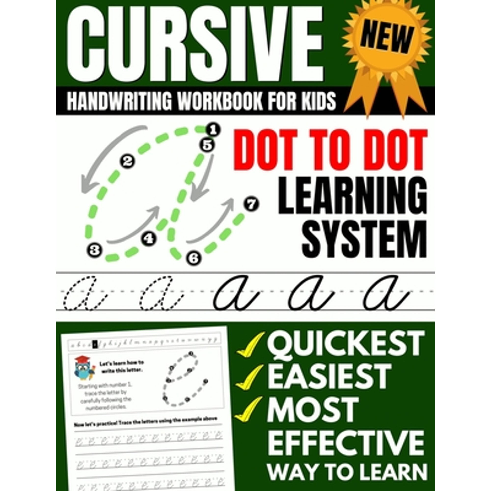 Cursive Handwriting Workbook For Kids: Dot To Dot Cursive Practice Book ...