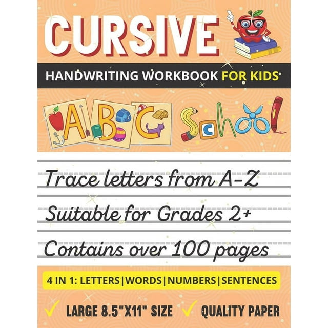 Cursive Handwriting Workbook For Kids : Tracing Worksheets To Master ...