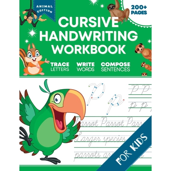 Cursive Handwriting Workbook for Kids: Animal Edition, A Fun and ...
