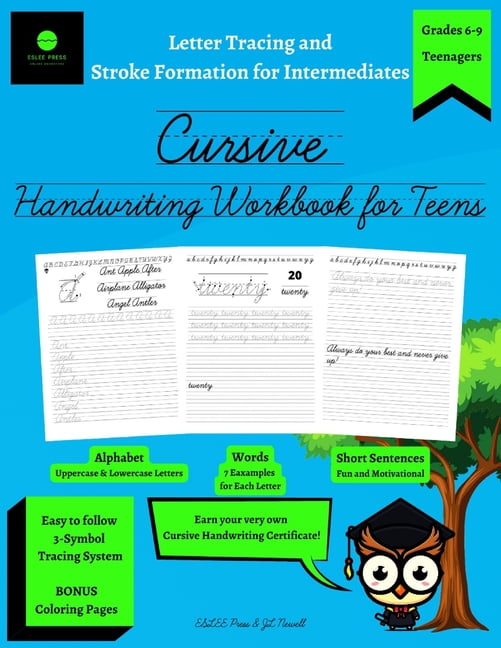 Cursive Handwriting Workbook for Teens: Letter Tracing and Stroke ...