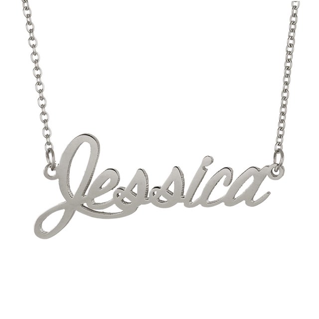 Cursive Jessica Name Initial Necklace Children Stainless Steel Jewelry ...