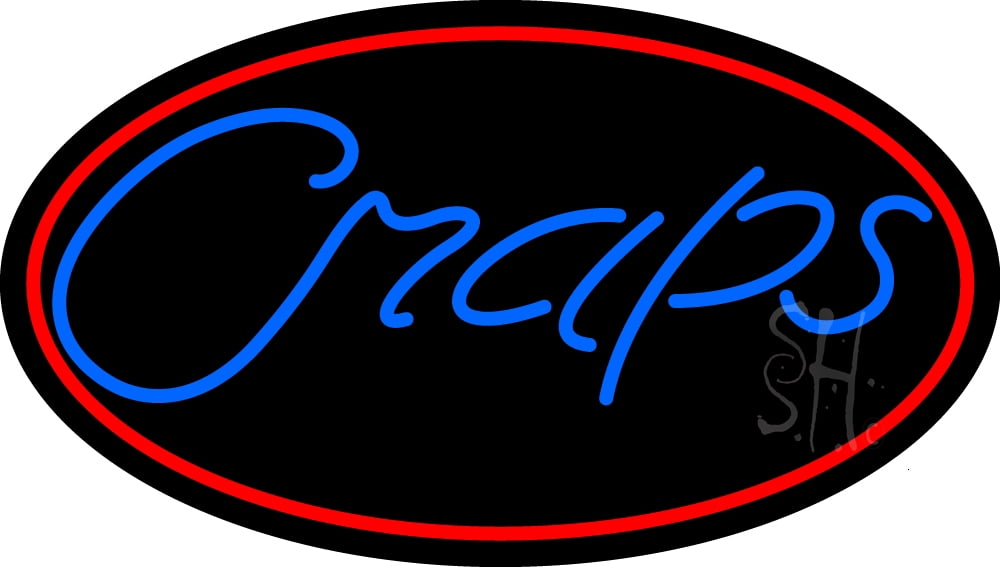 Cursive Letter Craps 3 LED Neon Sign 13 x 24 - inches, Black Square Cut ...