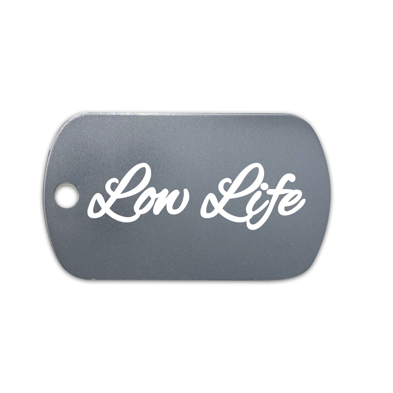 Cursive Lowlife GI Dog Tag Aluminum Keychain stance jdm - Silver ...