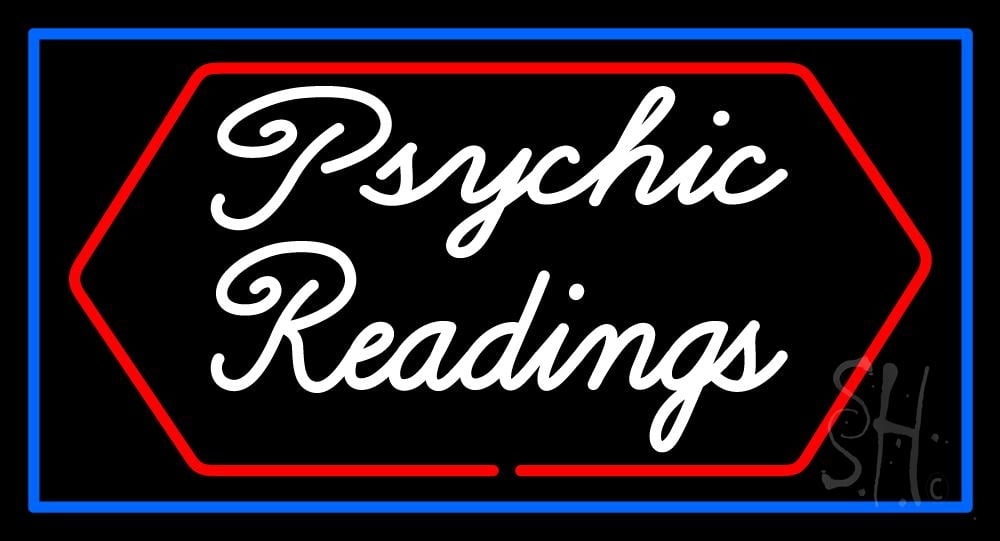 Cursive Psychic Readings With Blue Border LED Neon Sign 13" Tall x 24 ...
