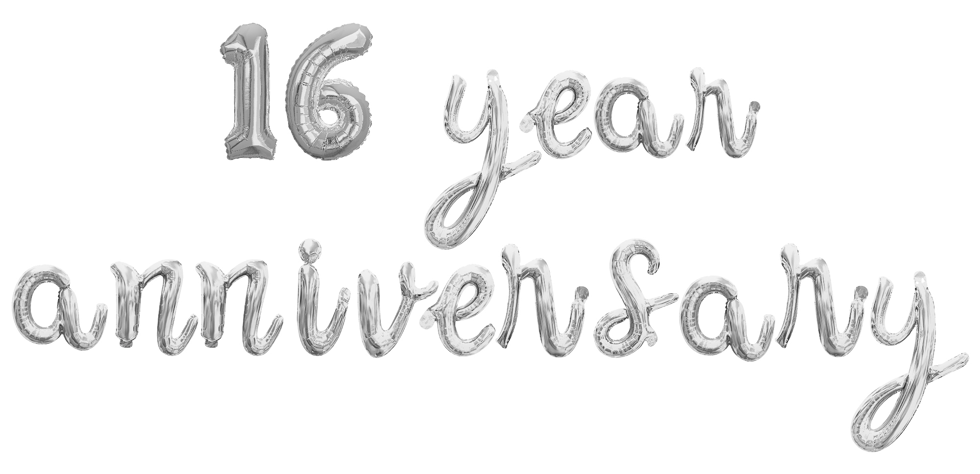 Cursive Script Letter Balloons - 16 YEAR ANNIVERSARY 16" Inch Alphabet ...