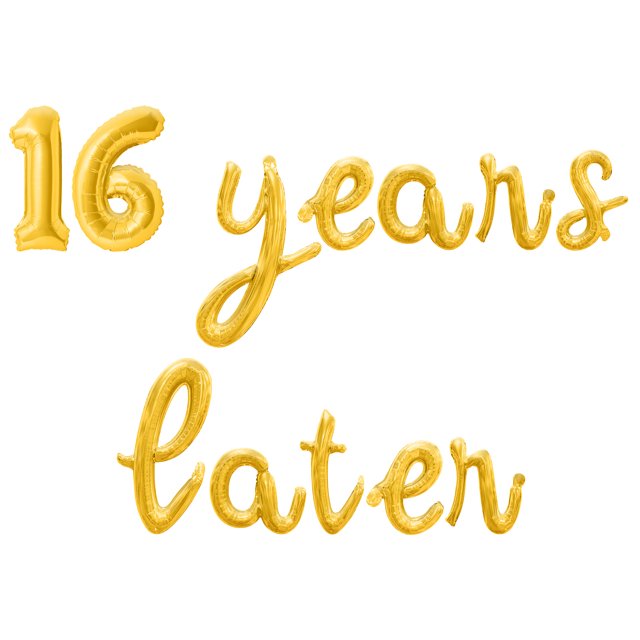 Cursive Script Letter Balloons - 16 YEARS LATER 16" Inch Alphabet ...