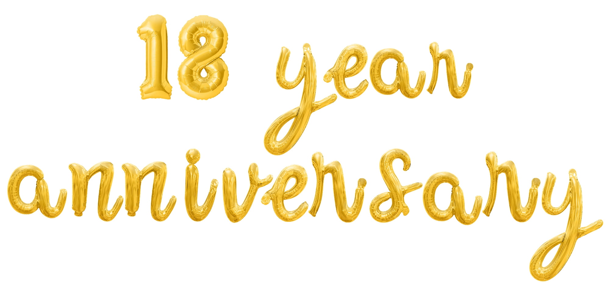 Cursive Script Letter Balloons - 18 YEAR ANNIVERSARY 16" Inch Alphabet ...