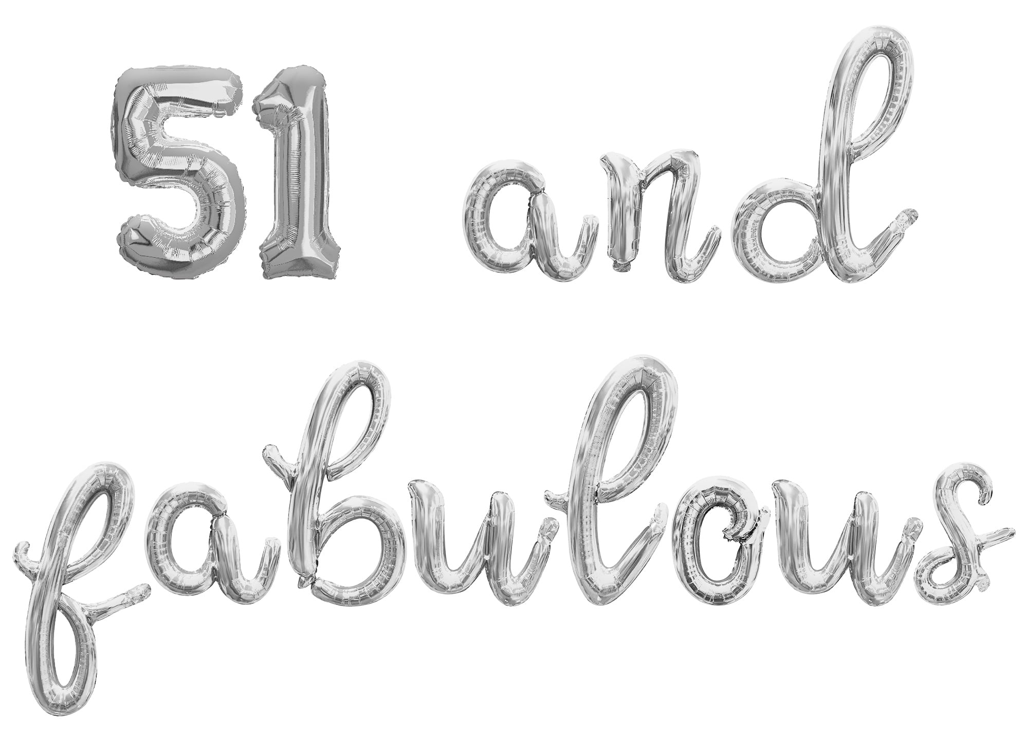 Cursive Script Letter Balloons - 51 AND FABULOUS 16" Inch Alphabet ...