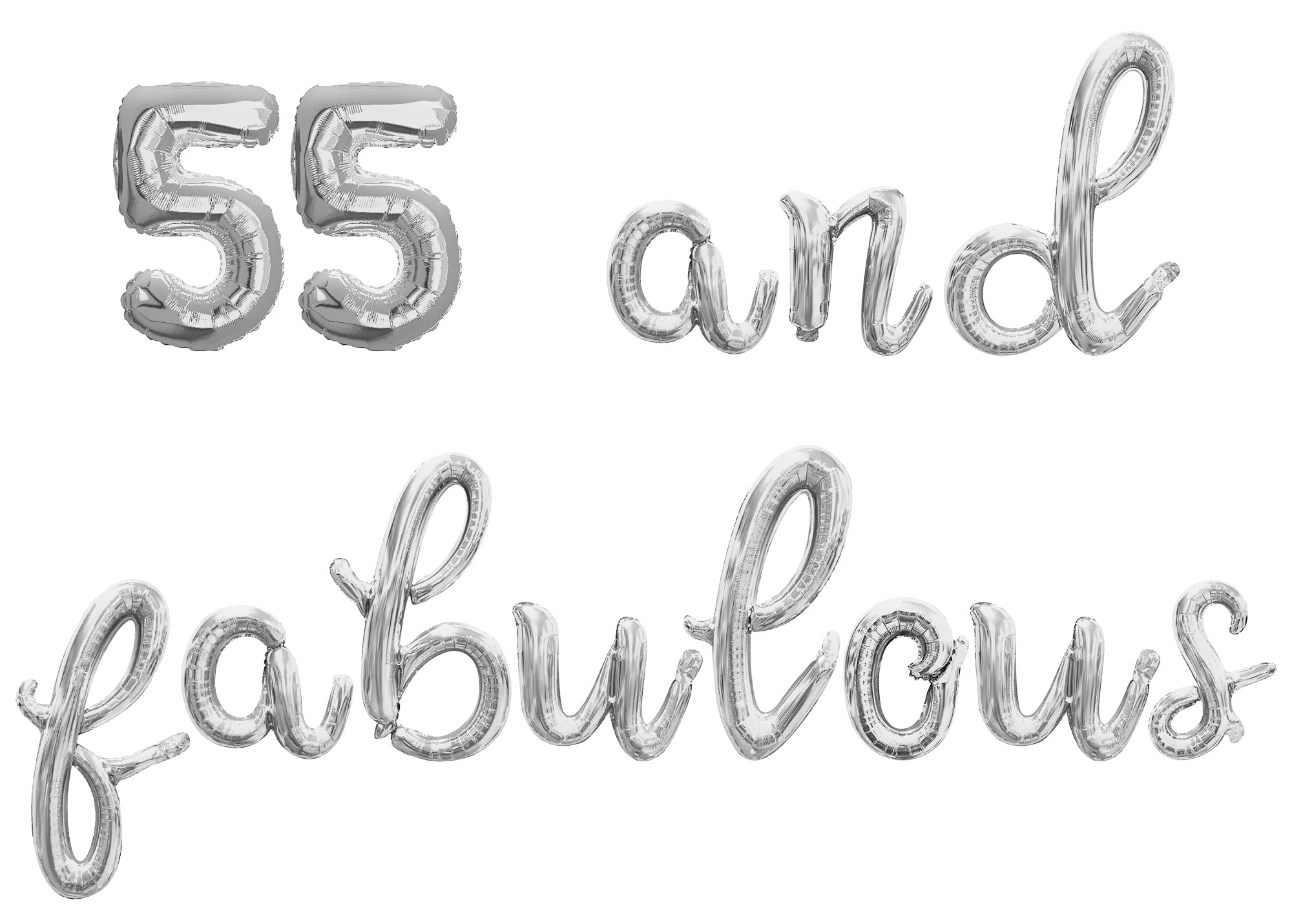 Cursive Script Letter Balloons - 55 AND FABULOUS 16" Inch Alphabet ...