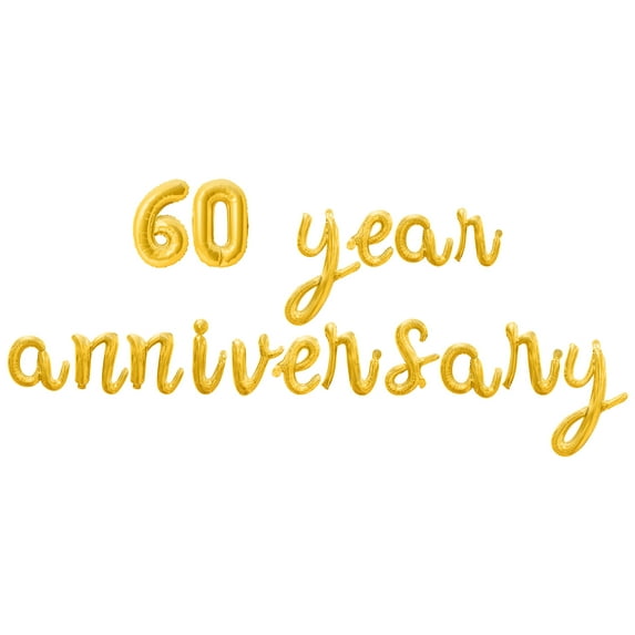 Cursive Script Letter Balloons - 60 YEAR ANNIVERSARY 16" Inch Alphabet ...
