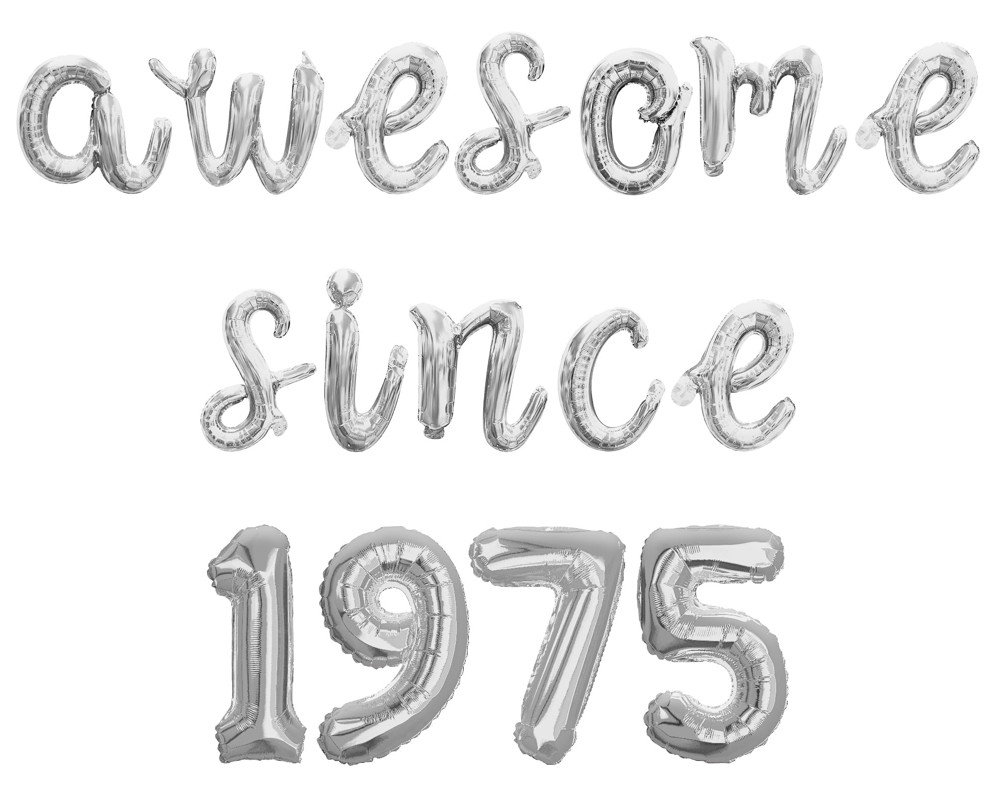 Cursive Script Letter Balloons - AWESOME SINCE 1975 16" Inch Alphabet ...