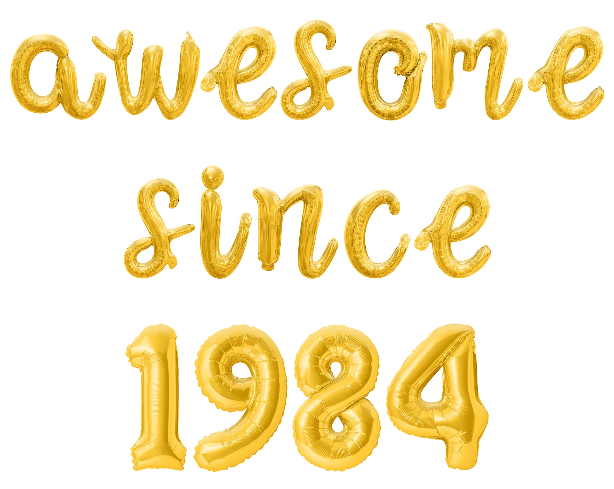 Cursive Script Letter Balloons - AWESOME SINCE 1984 16" Inch Alphabet ...