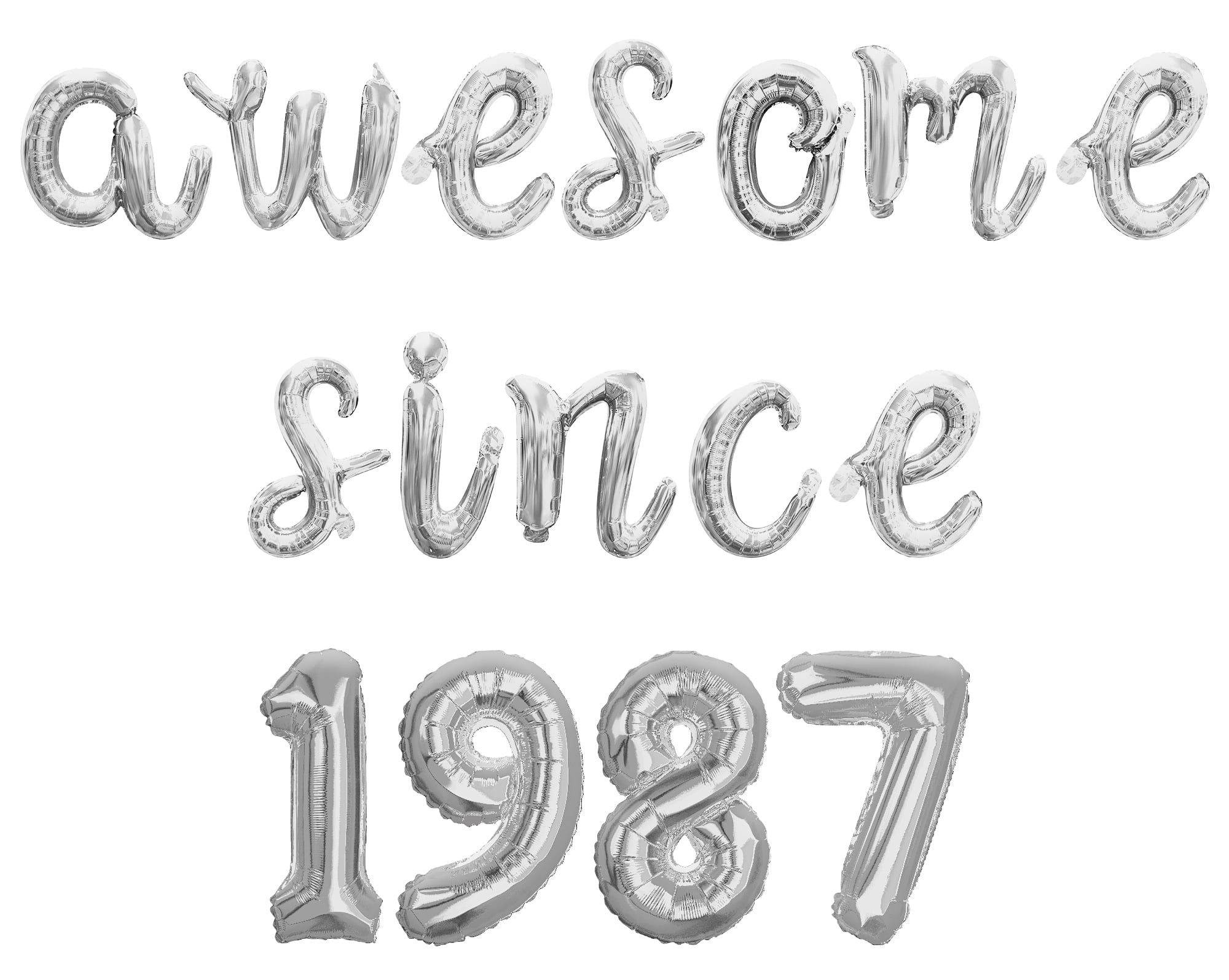 Cursive Script Letter Balloons - AWESOME SINCE 1987 16" Inch Alphabet ...