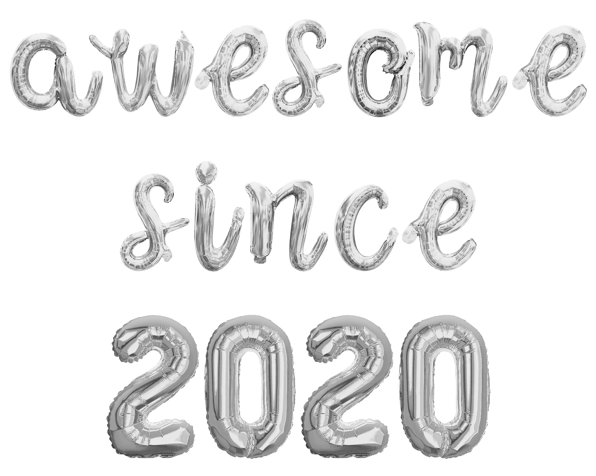 Cursive Script Letter Balloons - AWESOME SINCE 2020 16" Inch Alphabet ...