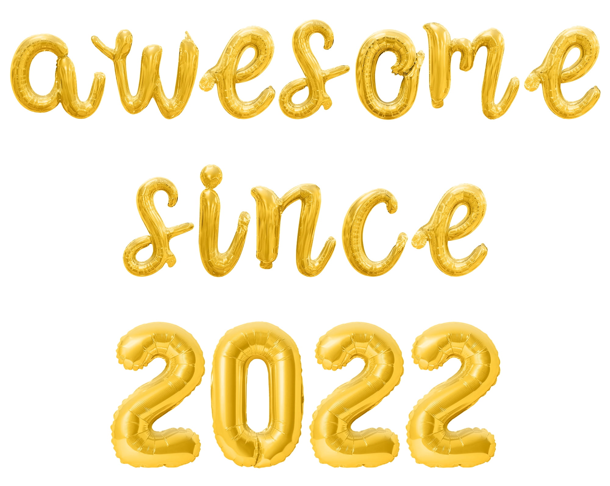 Cursive Script Letter Balloons - AWESOME SINCE 2022 16" Inch Alphabet ...