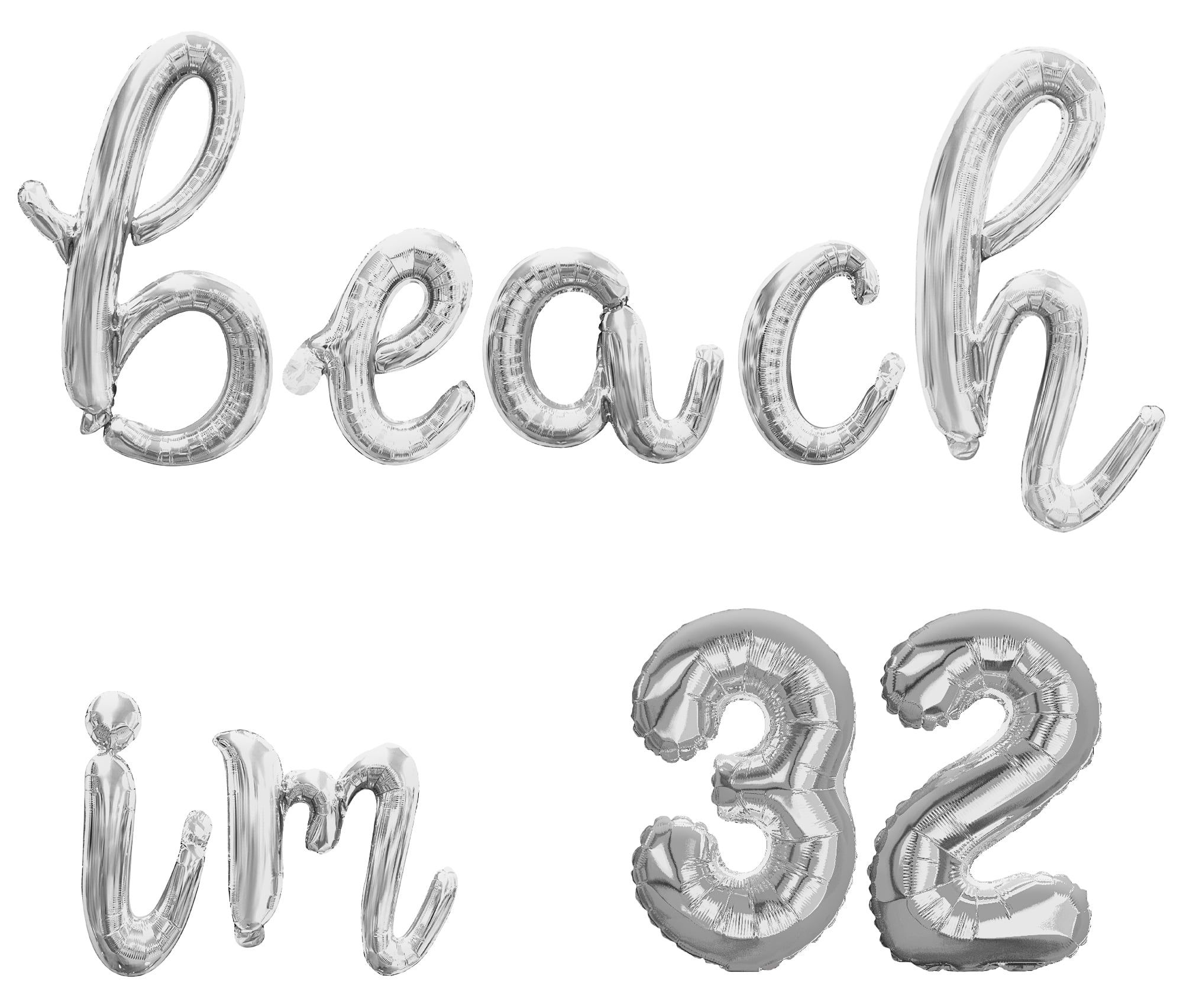 Cursive Script Letter Balloons - BEACH IM 32 16" Inch Alphabet Letters ...