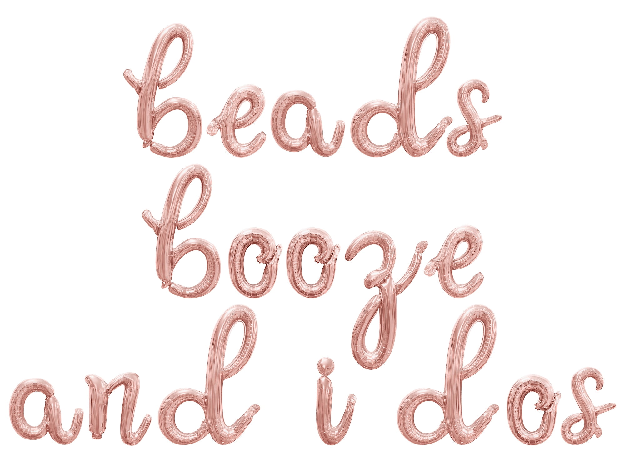 Cursive Script Letter Balloons - BEADS BOOZE AND I DOS 16" Inch ...