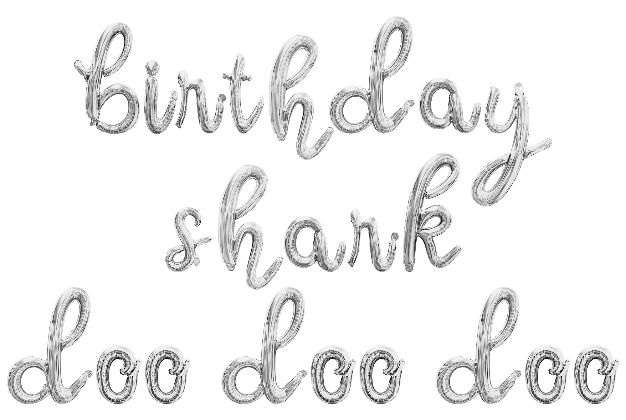 Cursive Script Letter Balloons - BIRTHDAY SHARK DOO DOO DOO 16" Inch ...