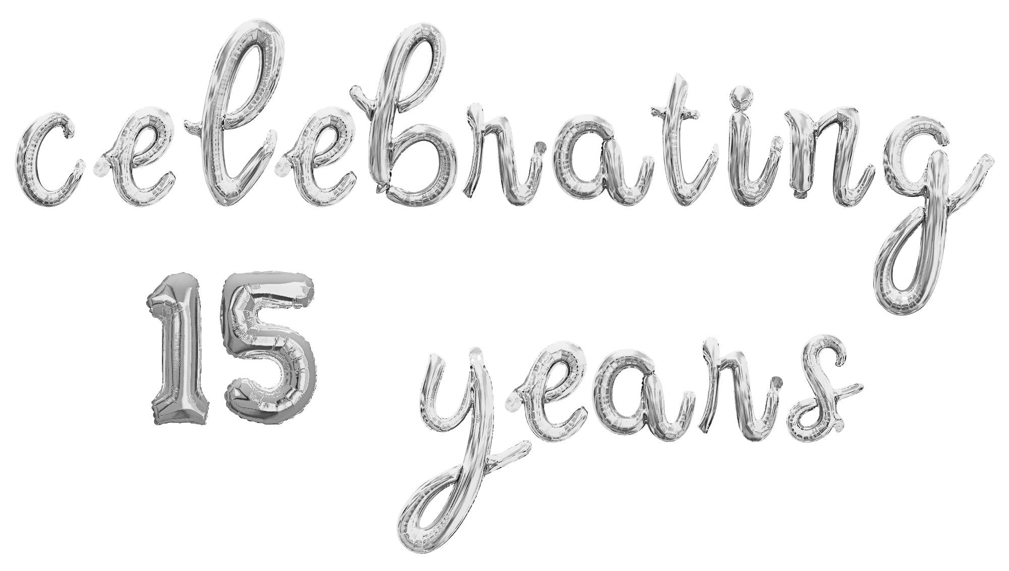 Cursive Script Letter Balloons - CELEBRATING 15 YEARS 16" Inch Alphabet ...