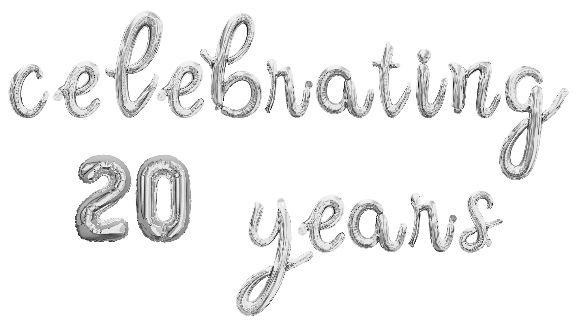 Cursive Script Letter Balloons - CELEBRATING 20 YEARS 16" Inch Alphabet ...