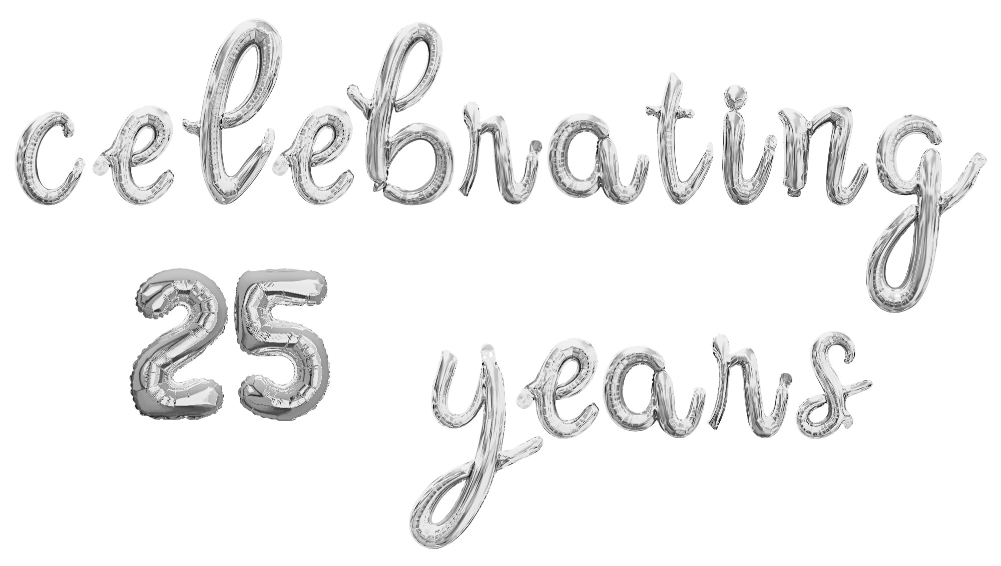 Cursive Script Letter Balloons - CELEBRATING 25 YEARS 16" Inch Alphabet ...