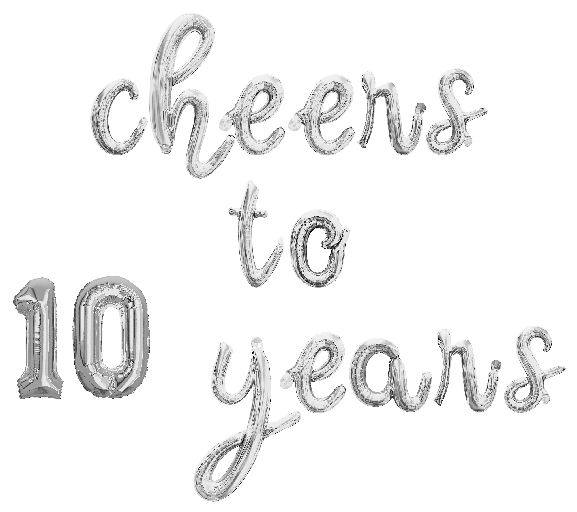 Cursive Script Letter Balloons - CHEERS TO 10 YEARS 16" Inch Alphabet ...