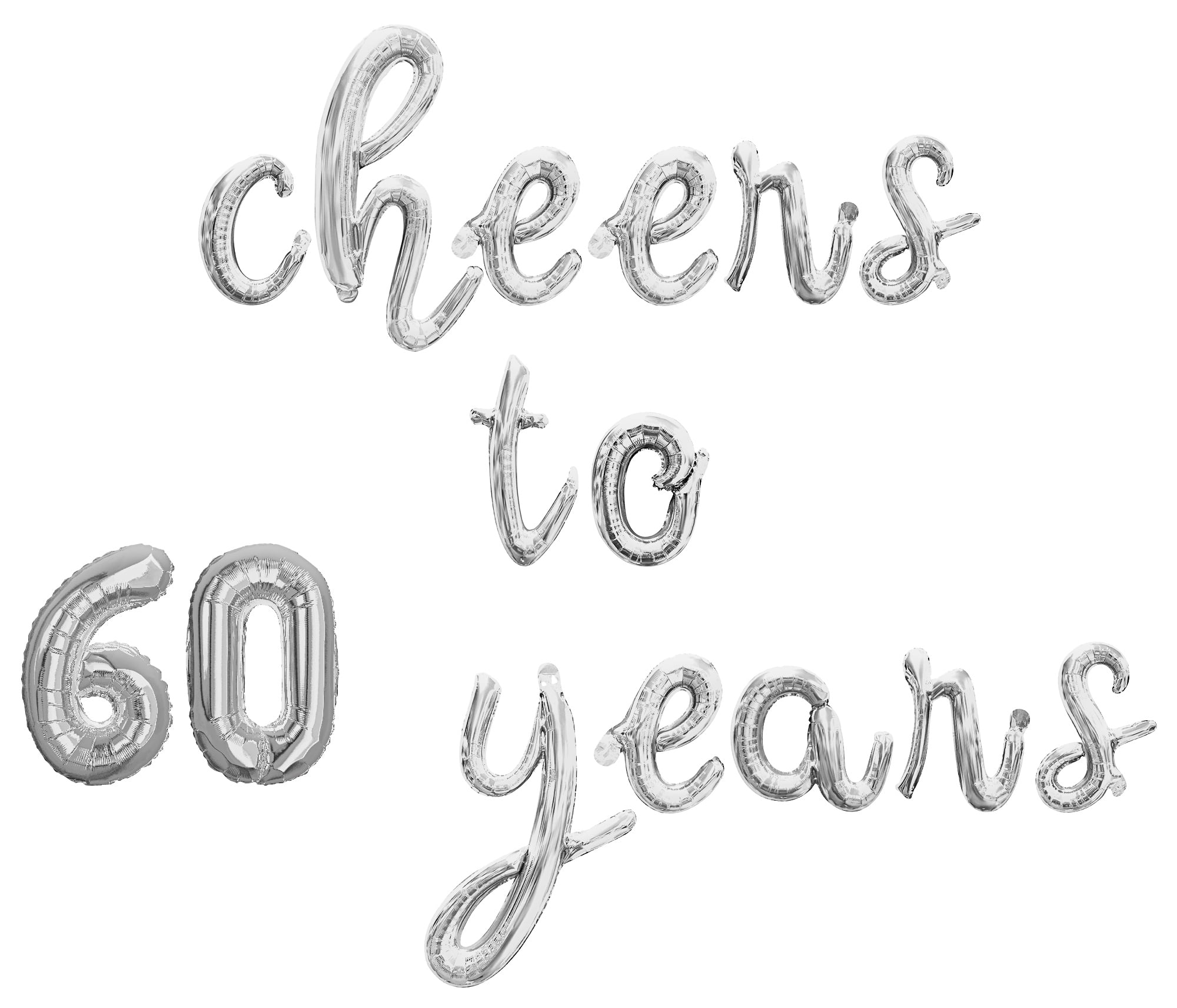 Cursive Script Letter Balloons - CHEERS TO 60 YEARS 16" Inch Alphabet ...