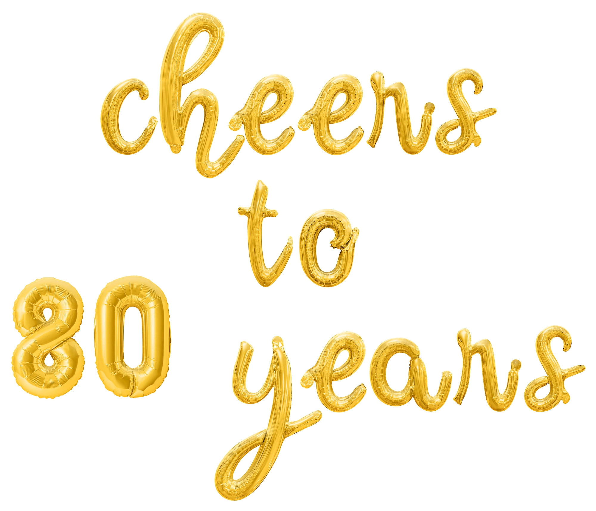 Cursive Script Letter Balloons - CHEERS TO 80 YEARS 16" Inch Alphabet ...