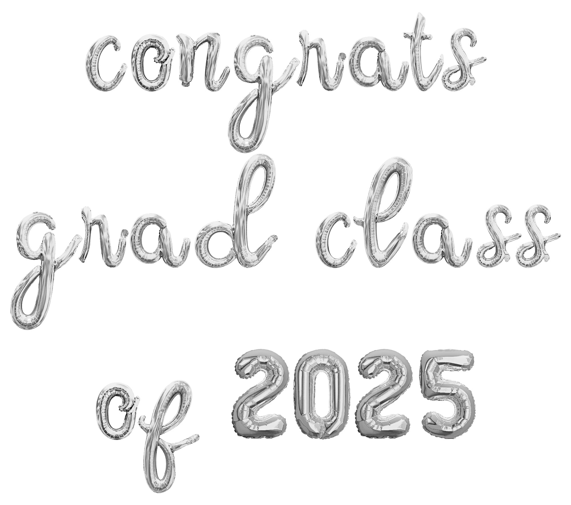 Cursive Script Letter Balloons - CONGRATS GRAD CLASS OF 2025 16" Inch ...