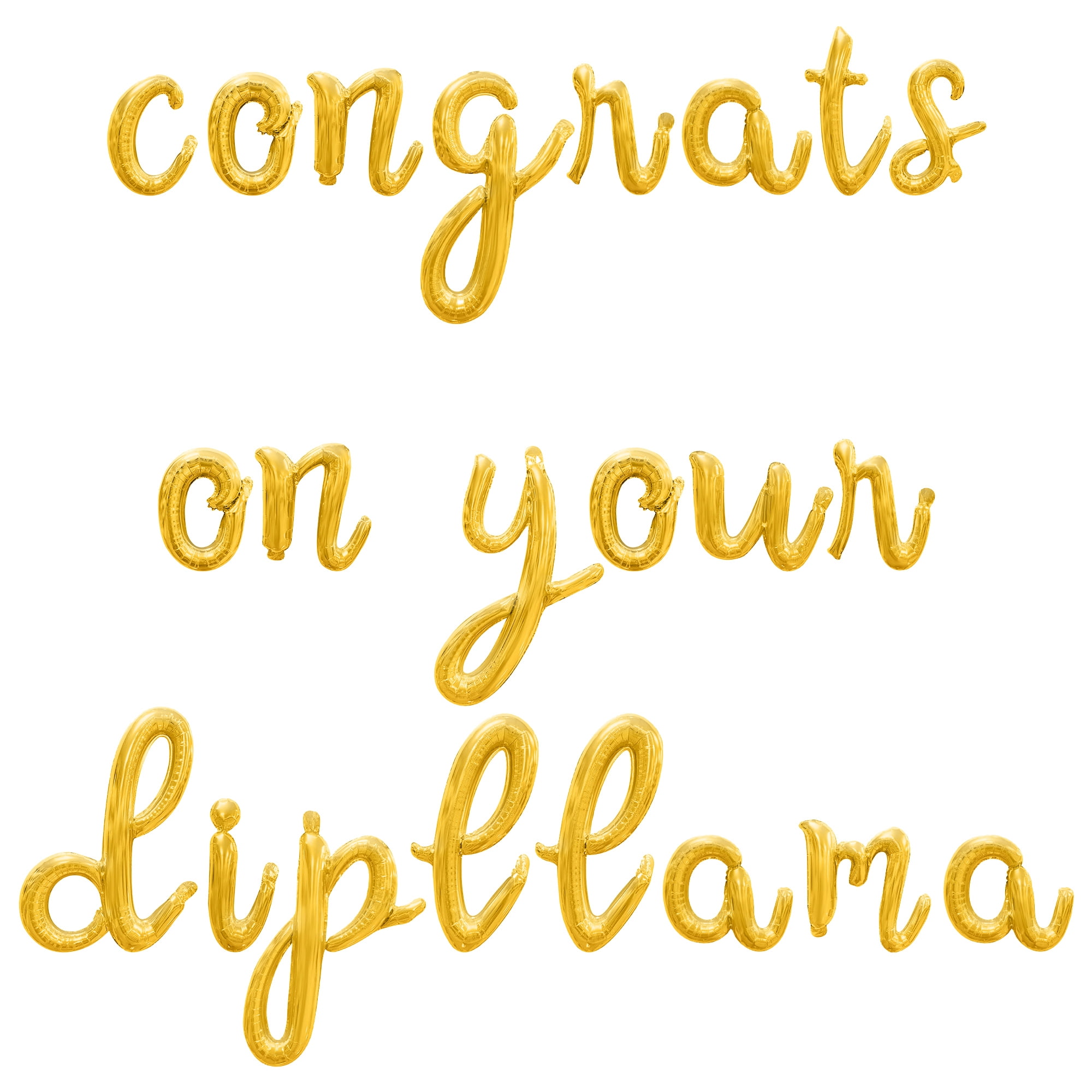 Cursive Script Letter Balloons - CONGRATS ON YOUR DIPLLAMA 16" Inch ...