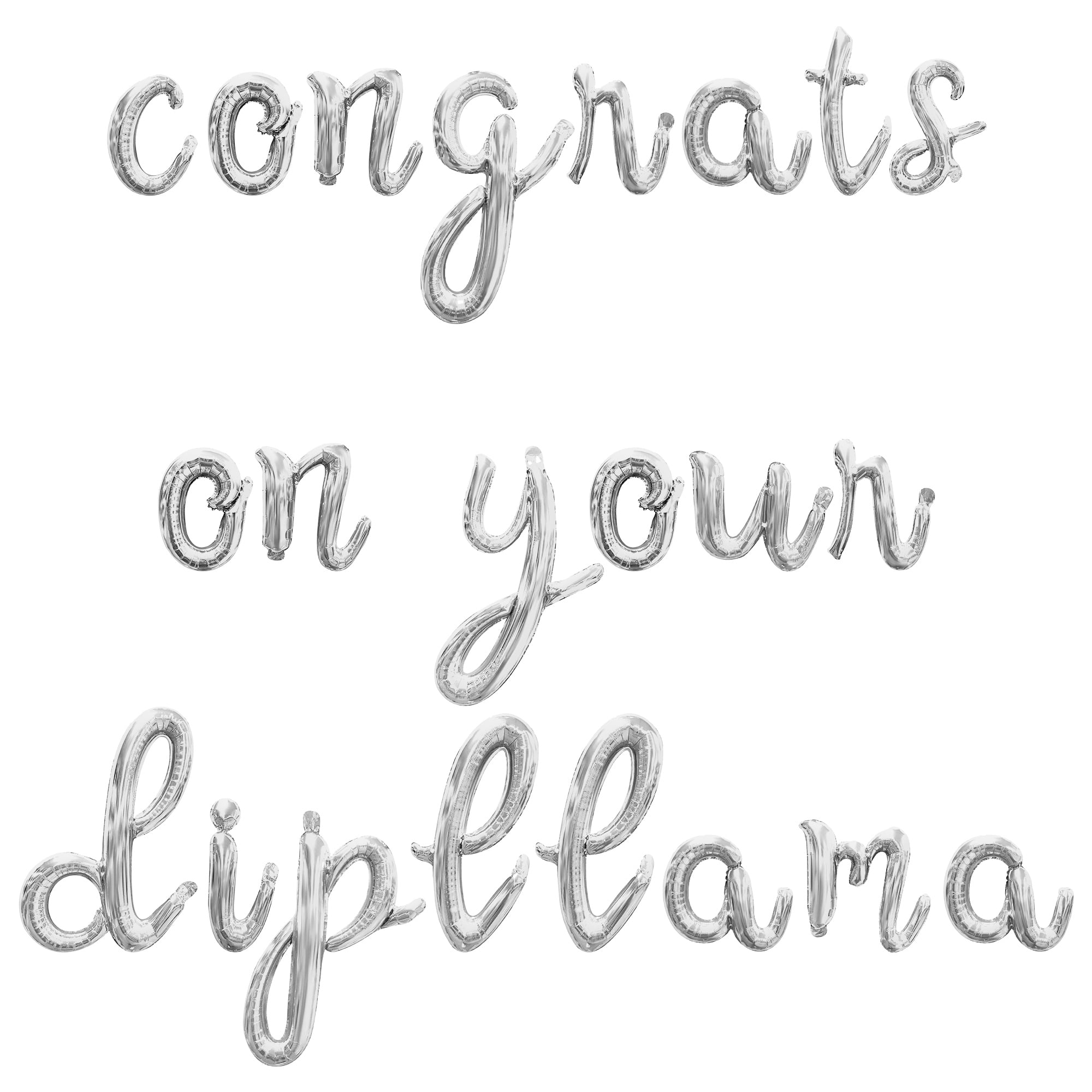 Cursive Script Letter Balloons - CONGRATS ON YOUR DIPLLAMA 16" Inch ...