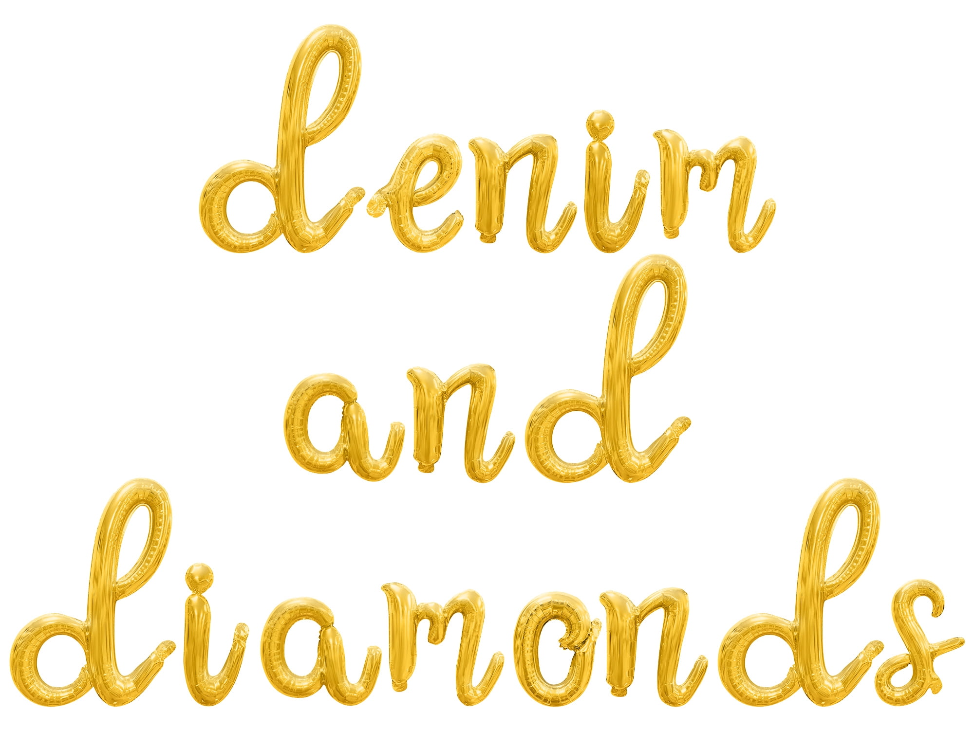 Cursive Script Letter Balloons - DENIM AND DIAMONDS 16" Inch Alphabet ...