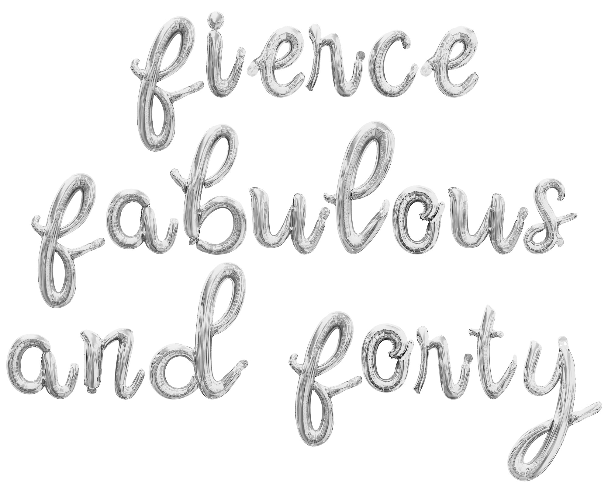 Cursive Script Letter Balloons - FIERCE FABULOUS AND FORTY 16" Inch ...