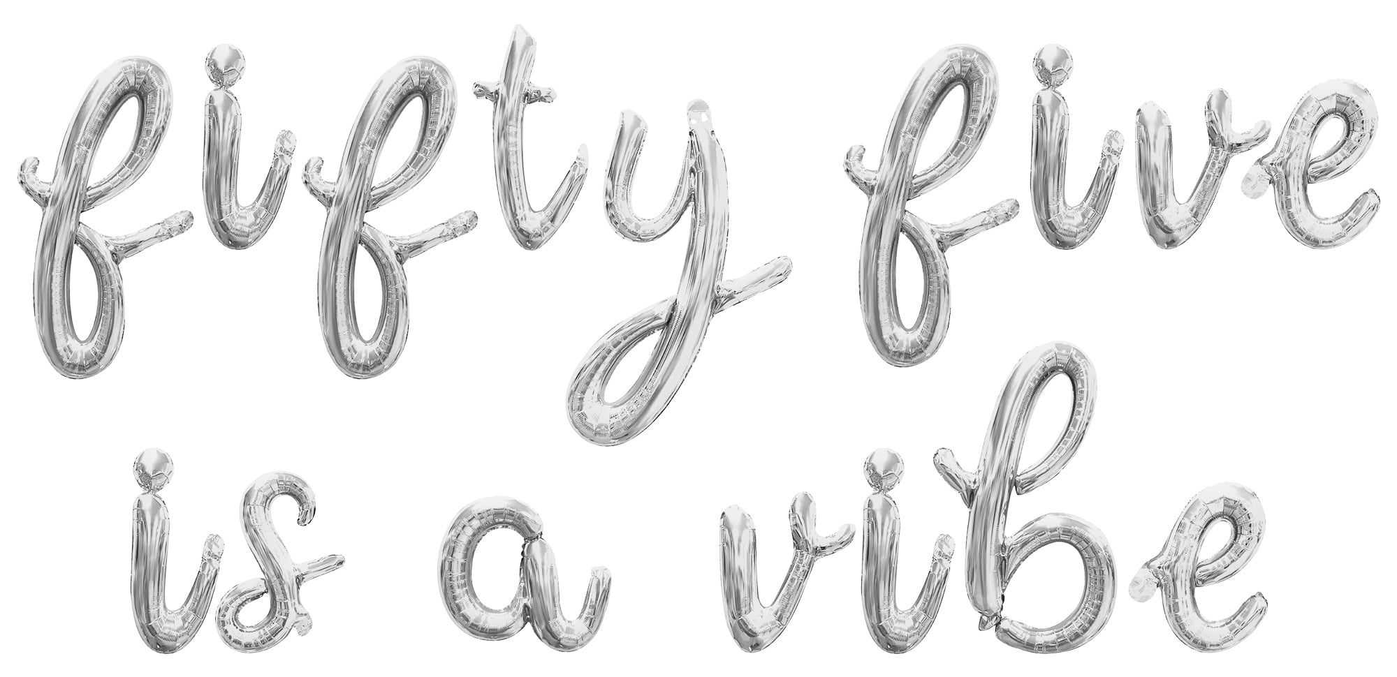 Cursive Script Letter Balloons - FIFTY FIVE IS A VIBE 16" Inch Alphabet ...