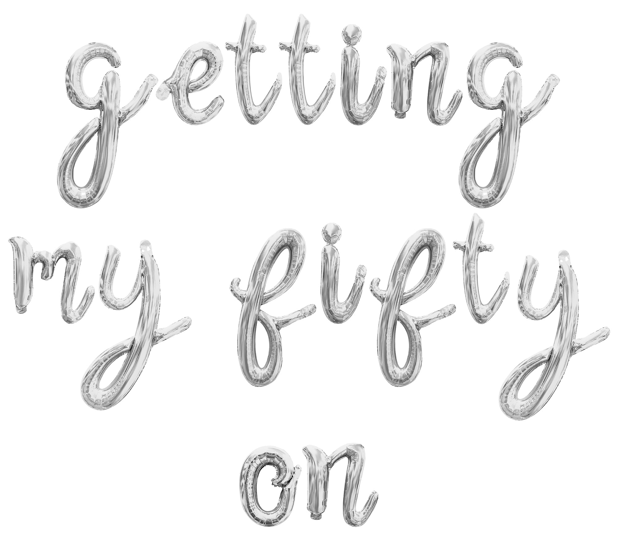 Cursive Script Letter Balloons - GETTING MY FIFTY ON 16" Inch Alphabet ...