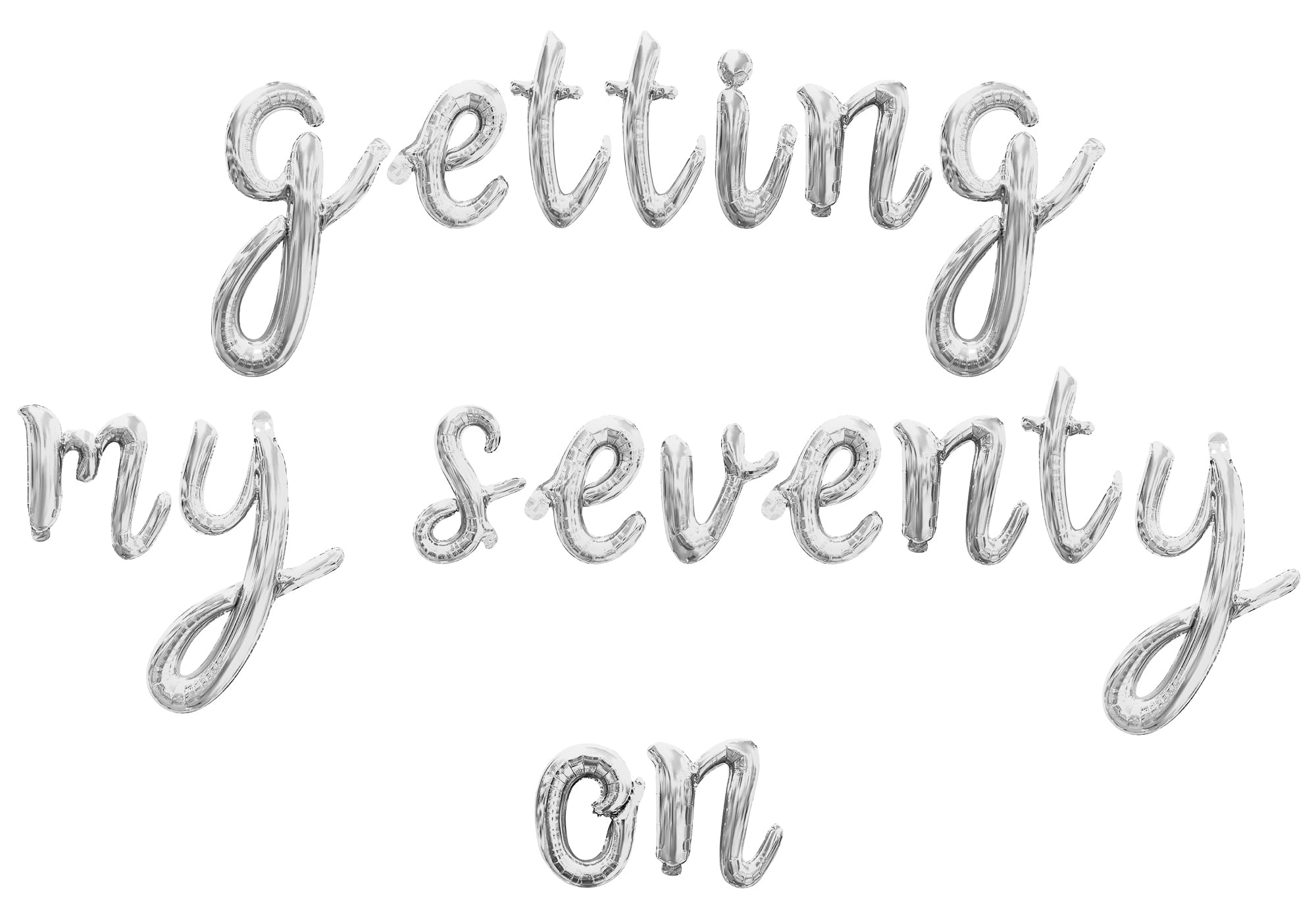 Cursive Script Letter Balloons - GETTING MY SEVENTY ON 16" Inch ...